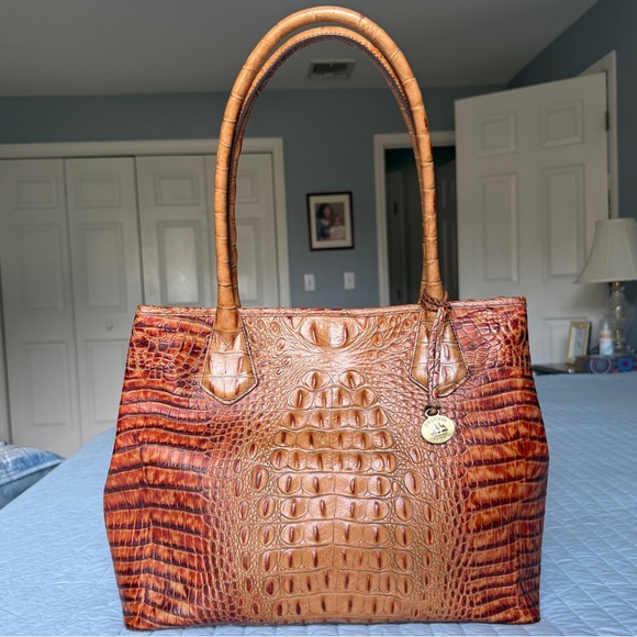 Brahmin | Bags | Brahmin Melbourne Large Tote Bag Cognac Crocodile ...